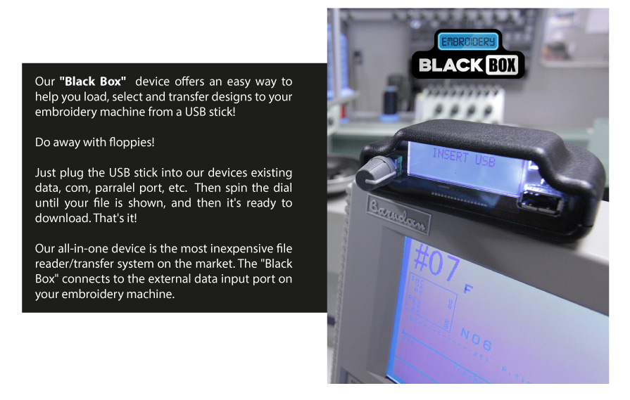 Embroidery Machine External USB Reader 'Black Box' - Barudan, Tajima ...