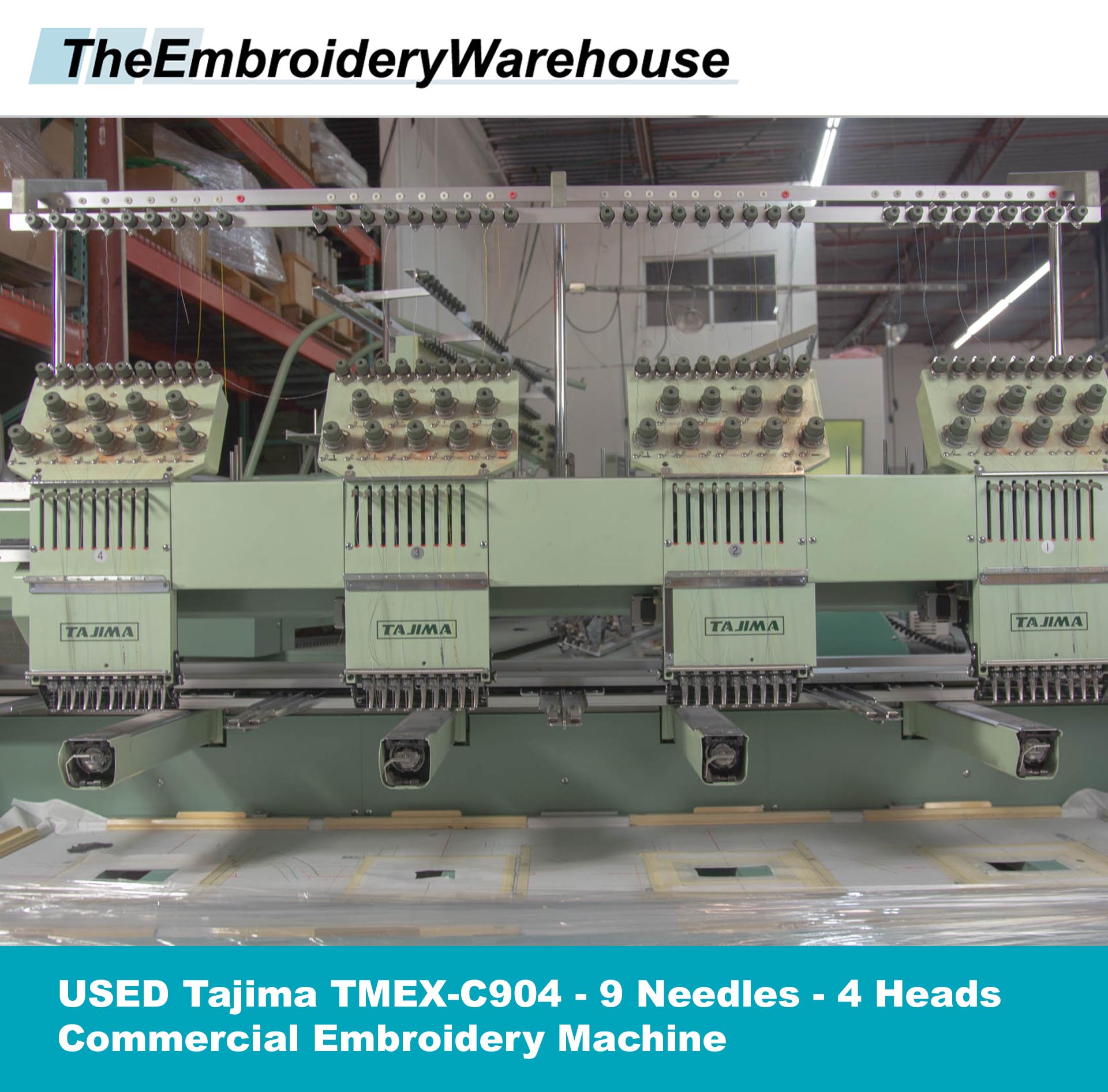USED TAJIMA TMFX-C904 - 4 Head - 9 Needles - Commercial Embroidery Machine