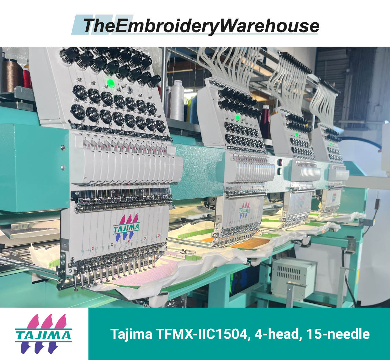 Tajima TFMX-IIC1504, 4-head, 15-needle, commercial embroidery machine