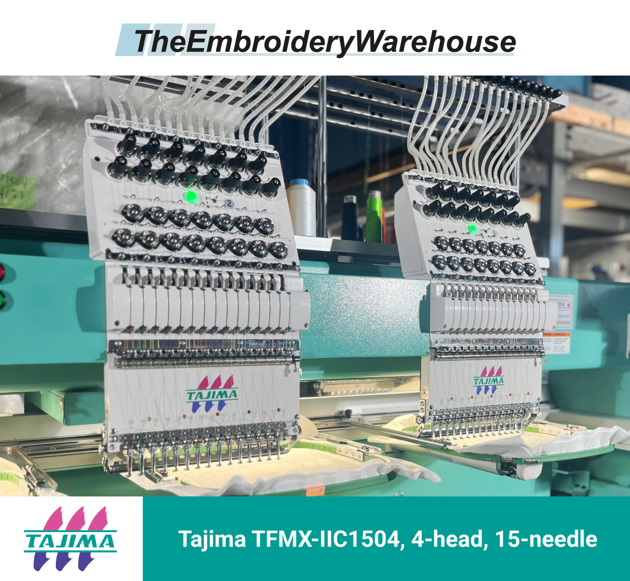 Tajima TFMX-IIC1504, 4-head, 15-needle, commercial embroidery machine