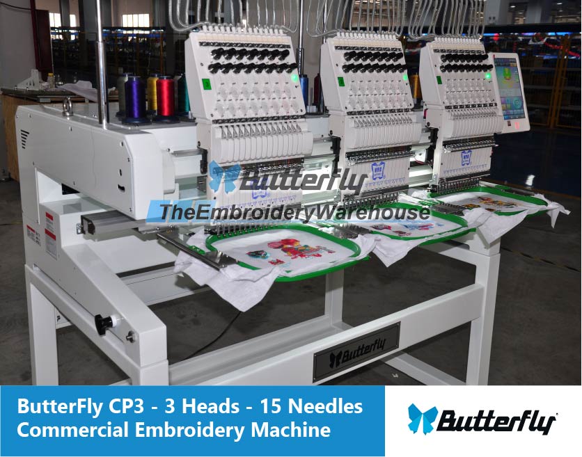 ButterFly CP3 Commercial Embroidery Machine - 3 head - 15 needle NEW ...