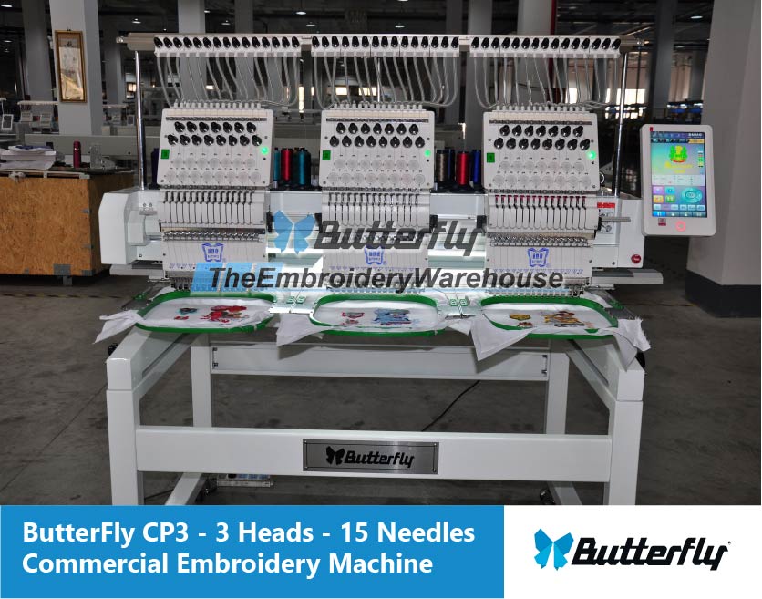 ButterFly CP3 Commercial Embroidery Machine - 3 head - 15 needle NEW ...