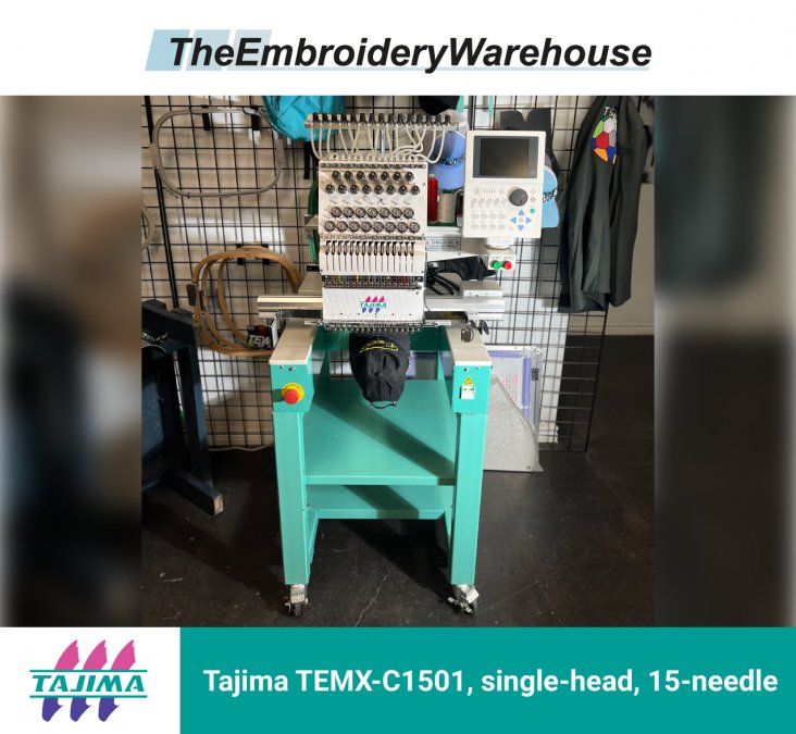 Tajima TEMX-C1501 - Single-Head - 15-Needle - Commercial Embroidery Machine