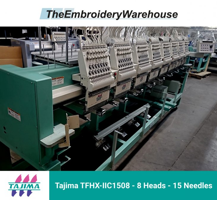 Tajima TFHX-IIC1508 - 8 Heads - 15 Needles - Commercial Embroidery Machine